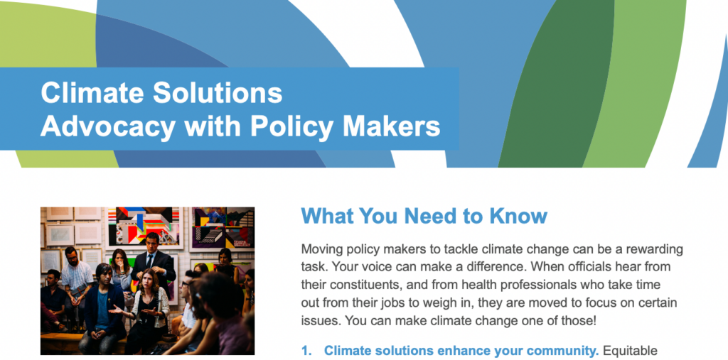 Climate Action Sheets - Climate for Health