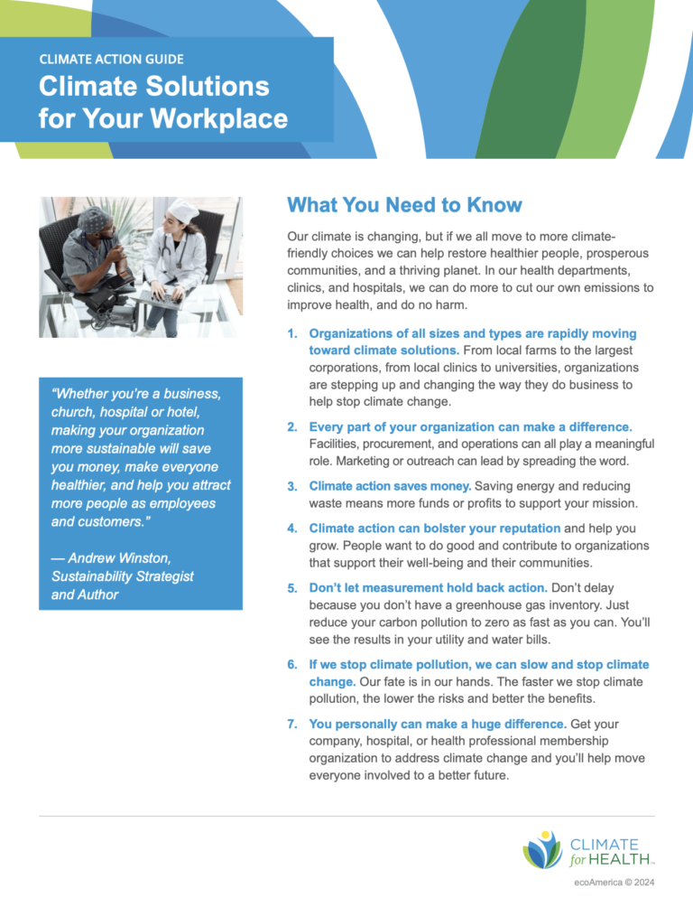 Climate Solutions for Your Workplace - Climate for Health